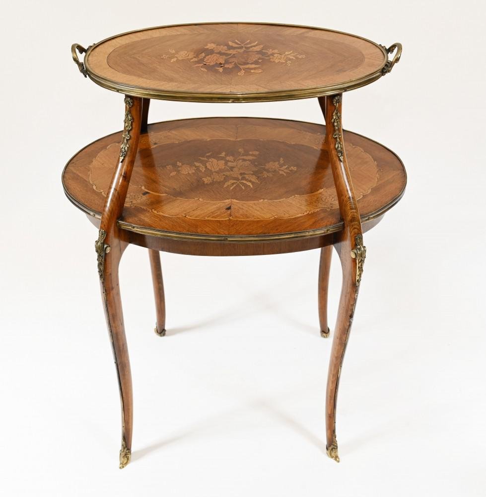 Antique French Tiered Marquetry Inlay Table for sale at Pamono