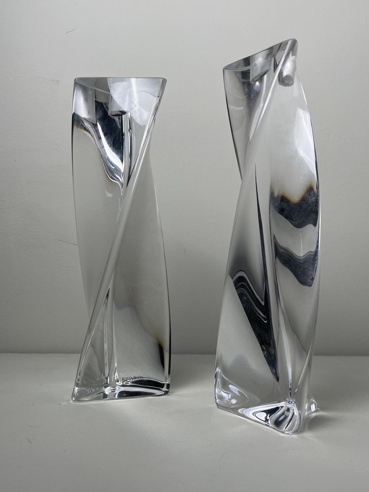 Crystal Kosta Boda Candleholders, 1980s, Set of 2 for sale at Pamono