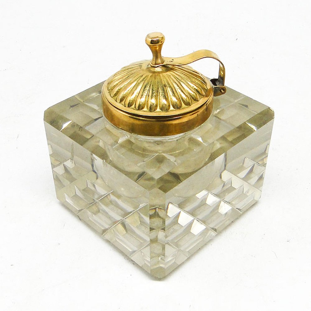 Art Deco Crystal Inkwell, Sweden, Early 1900s for sale at Pamono