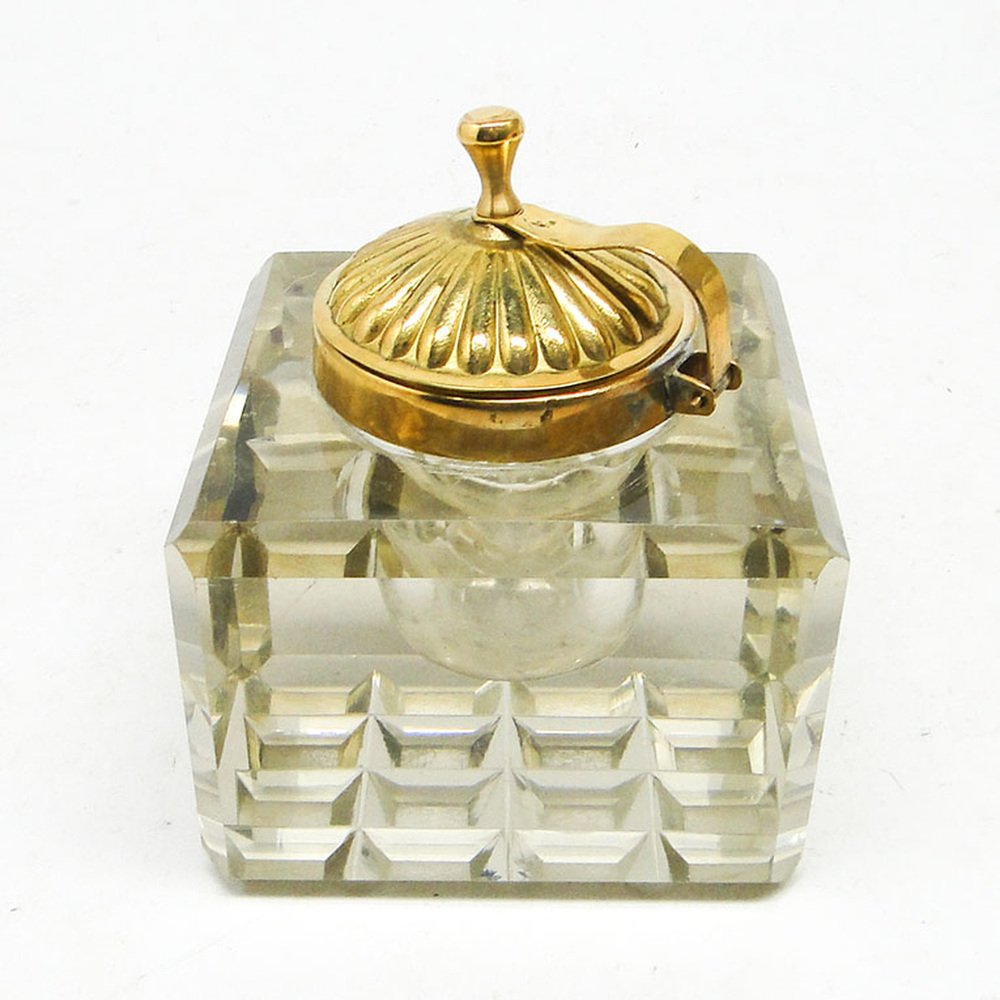 Art Deco Crystal Inkwell, Sweden, Early 1900s for sale at Pamono