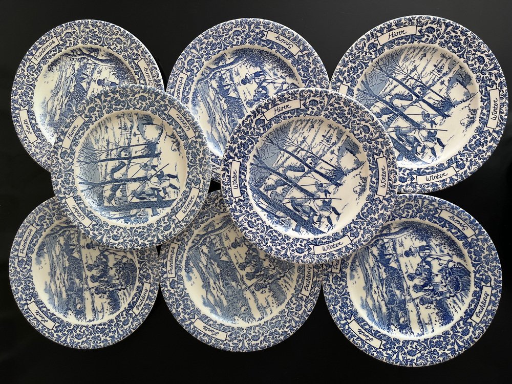 English Ironstone Plates, 1960s, Set of 8 for sale at Pamono