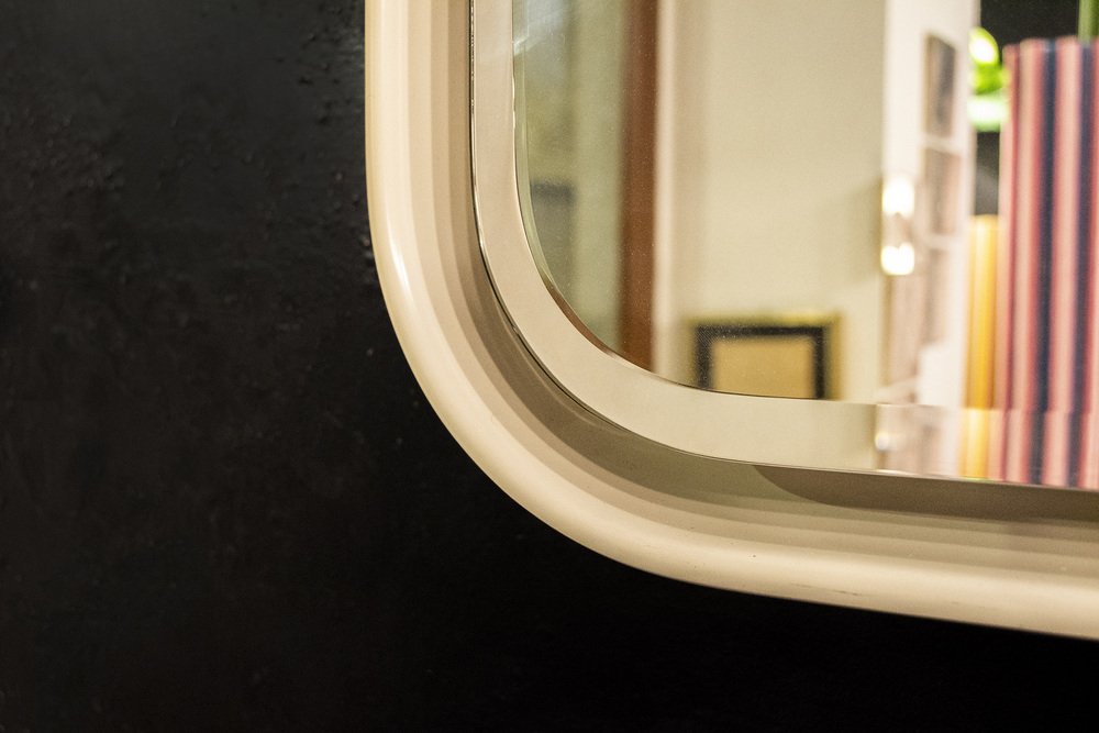 Italian Fiberglass Backlit Mirror, 1970s for sale at Pamono