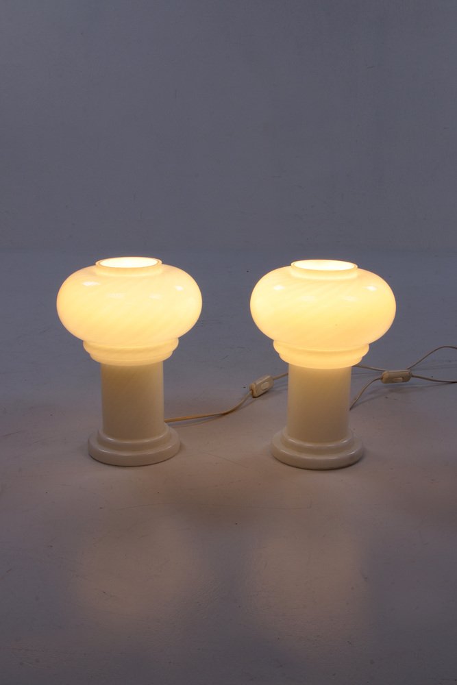 Opaline Glass Lamps, Germany, 1960s, Set of 2 for sale at Pamono