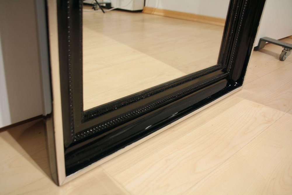 Large Art Deco Black Lacquer and Silver-Leaf Pillar Mirror, France ...