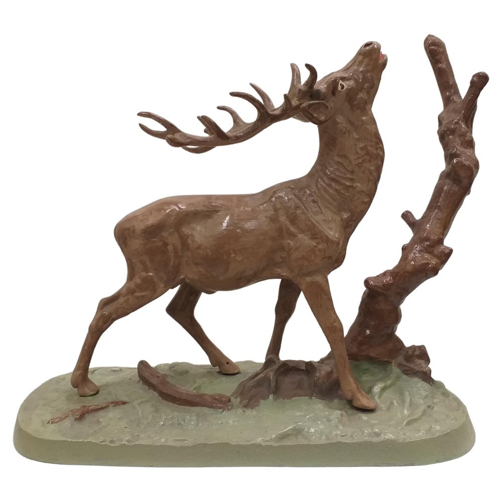 Scultura di cervo in metallo, Cecoslovacchia, anni '50 in vendita su Pamono