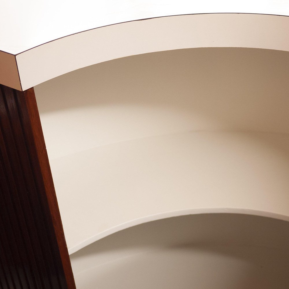 Vintage Semi Circle Wooden Slatted Bar with 3 Bar Stools, 1980s, Set of ...