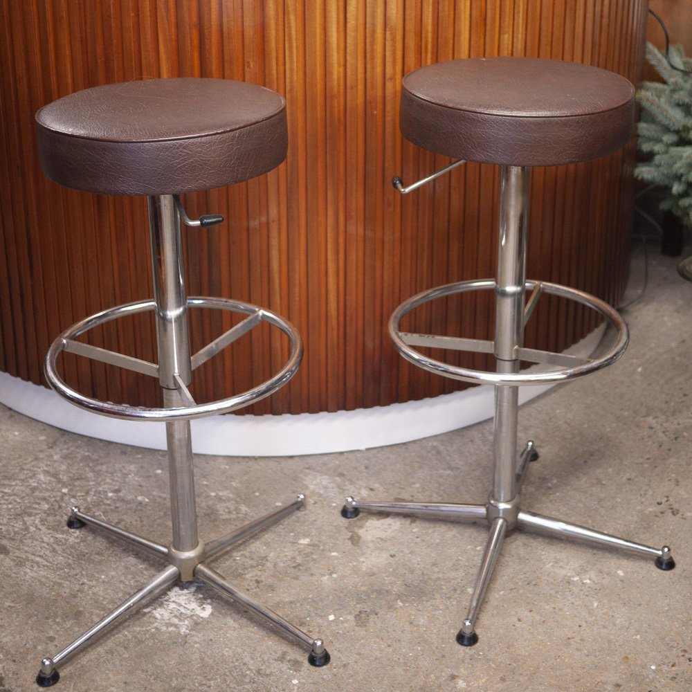 Vintage Semi Circle Wooden Slatted Bar with 3 Bar Stools, 1980s, Set of ...