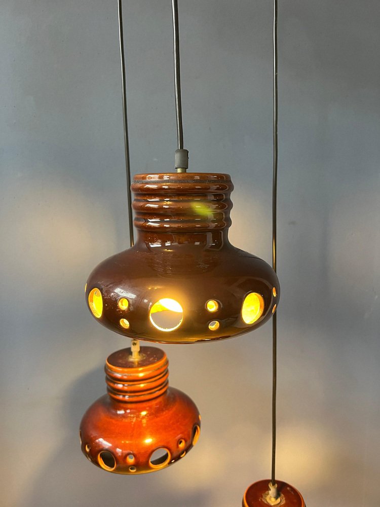 Ceramic Cascade Pendant Light, West Germany, 1970s for sale at Pamono