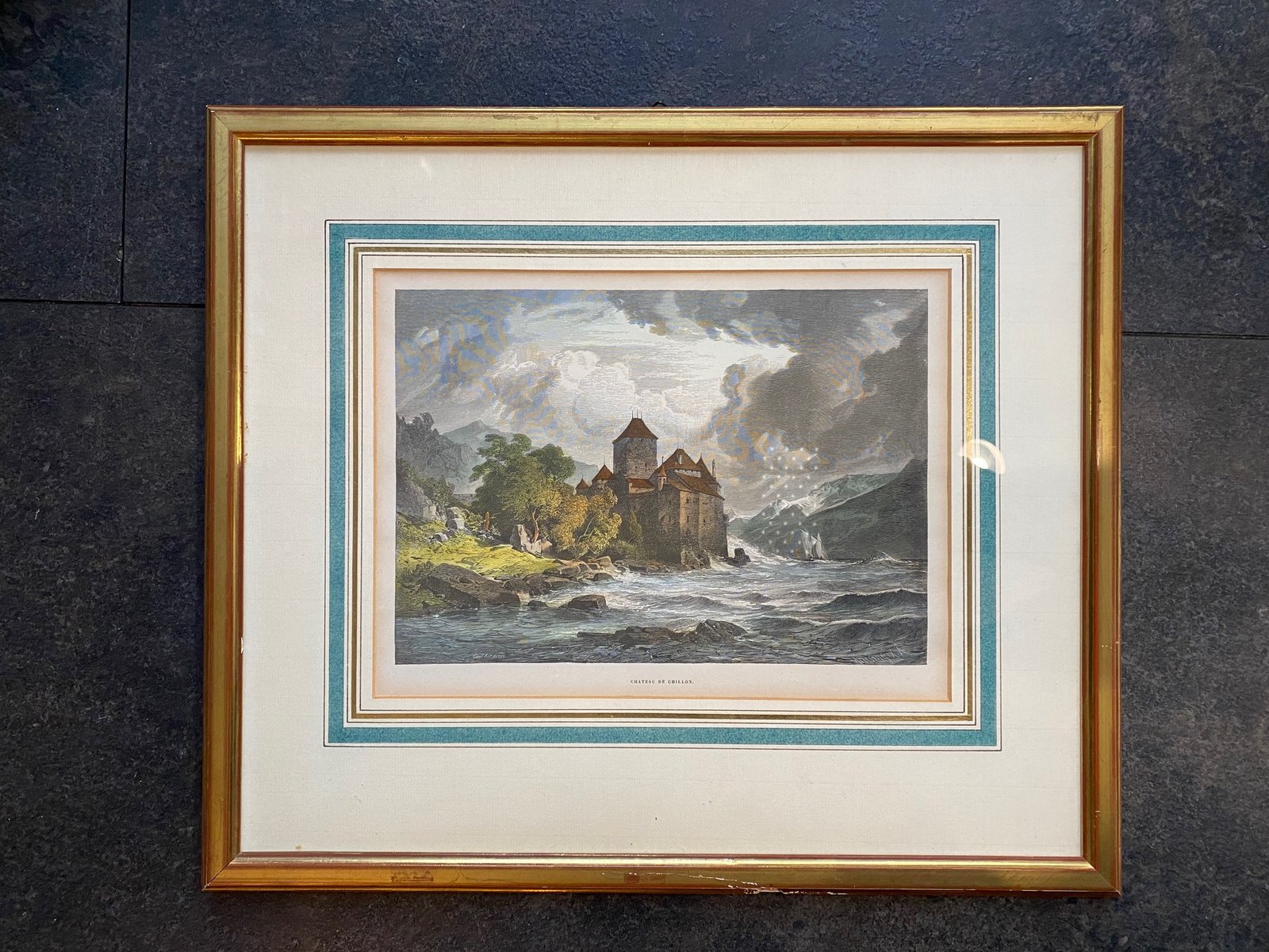 Albert Emil Kirchner, Le chateau de Chillon, Suisse, 1800s, Engraving ...