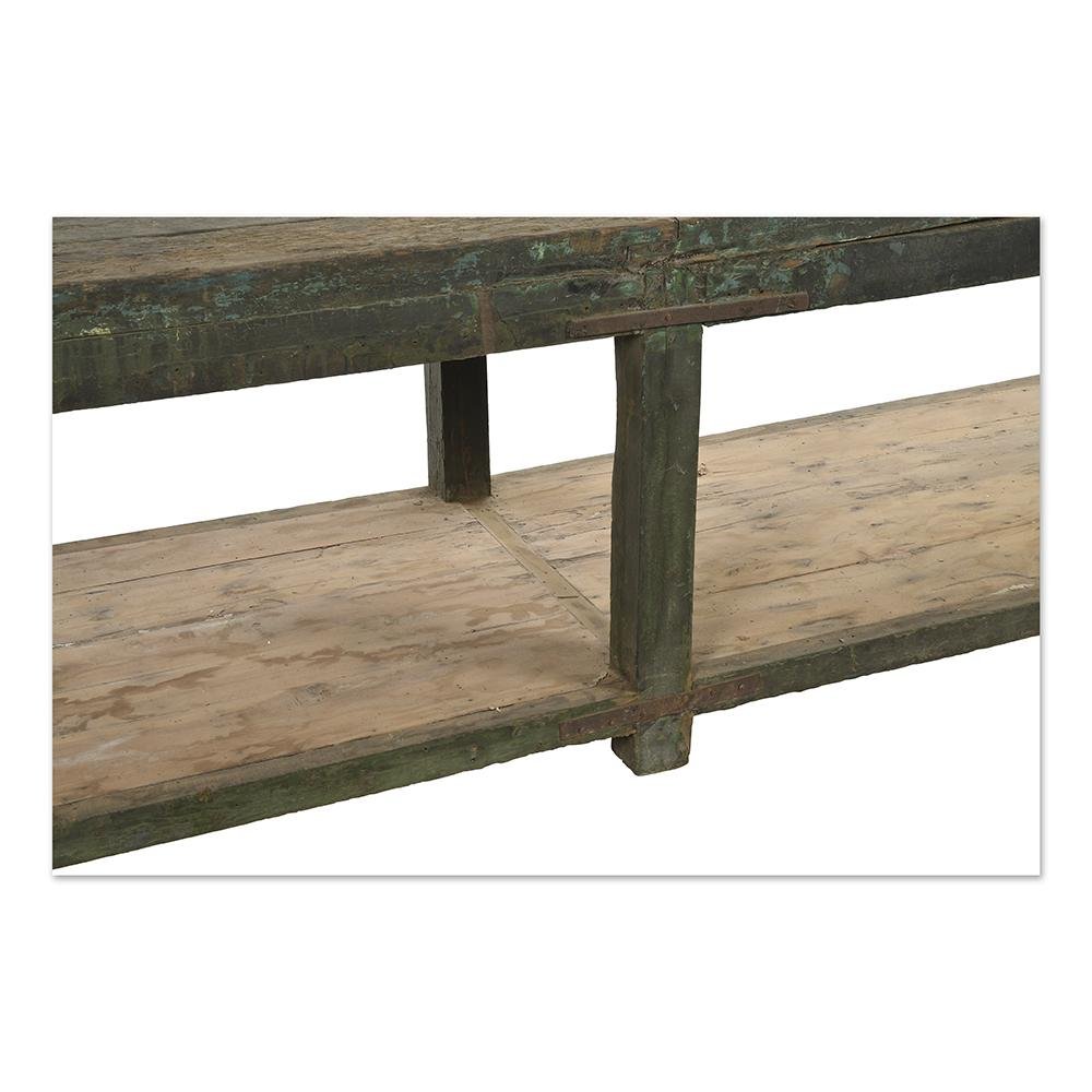 Large Teak Worktable with Green Patina for sale at Pamono