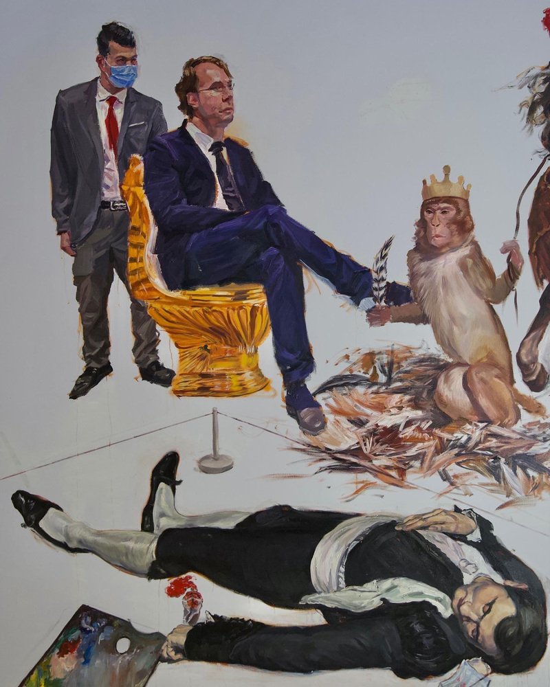 Su Yu, No Interview at the Intersection, 2022, Olio su tela in vendita su Pamono