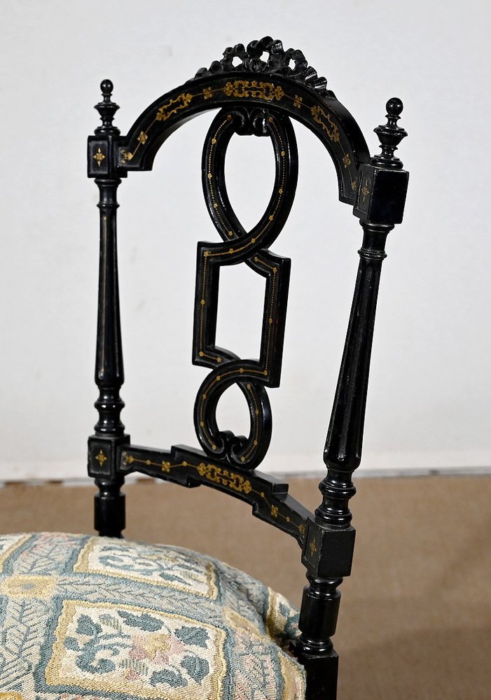 Napoleon III Black Lacquered Chairs in Louis Xvi Style, 19th Century ...