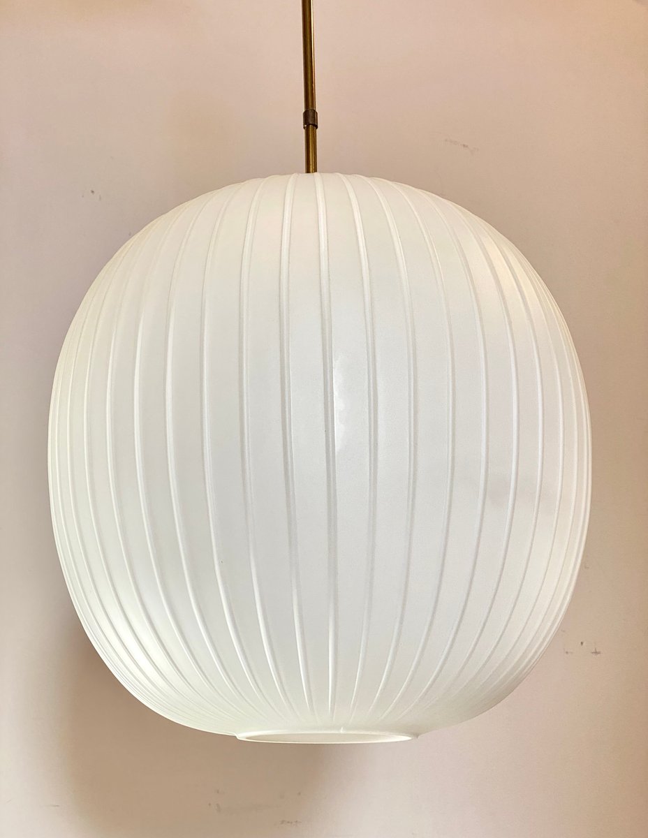 Opal Glass Pendant Light, 1960s for sale at Pamono