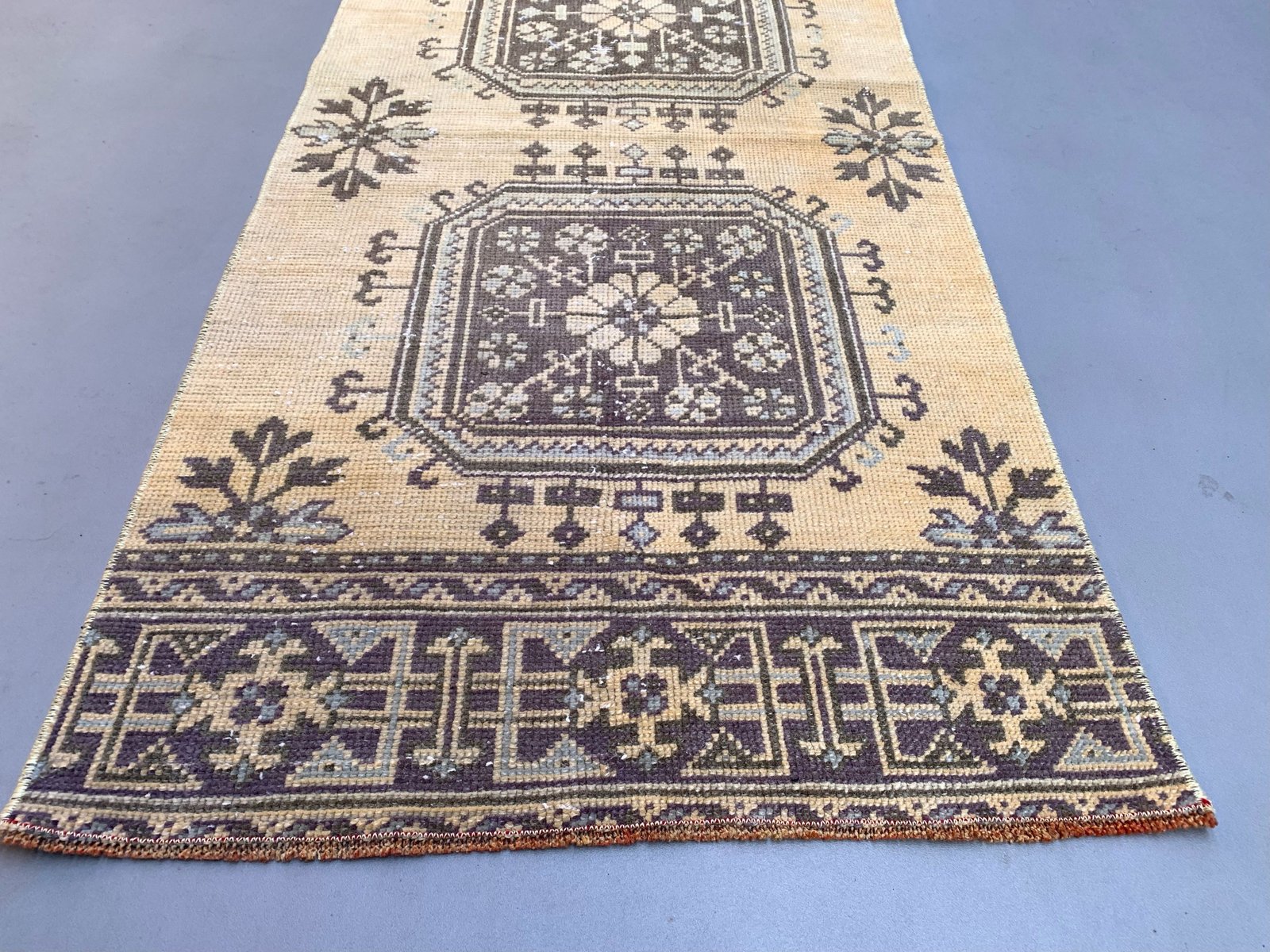 Vintage Turkish Tribal Runner Rug in Wool for sale at Pamono