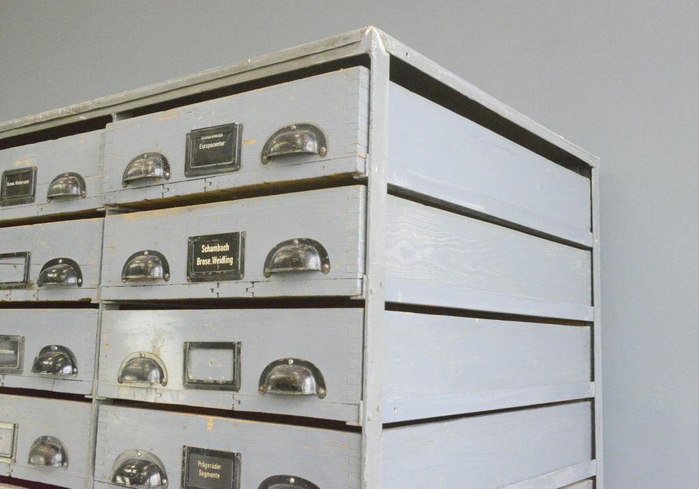 Large Bank of German Industrial Drawers, 1950s for sale at Pamono