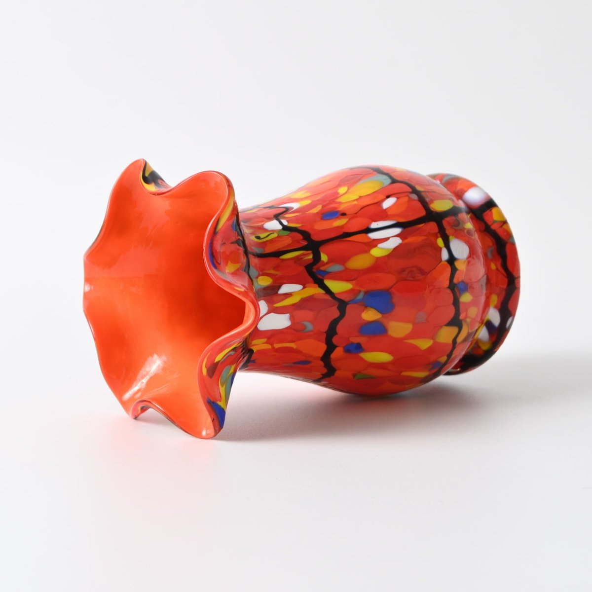 Art Deco Multicolour Spatter Glass Vase from Franz Welz for sale at Pamono