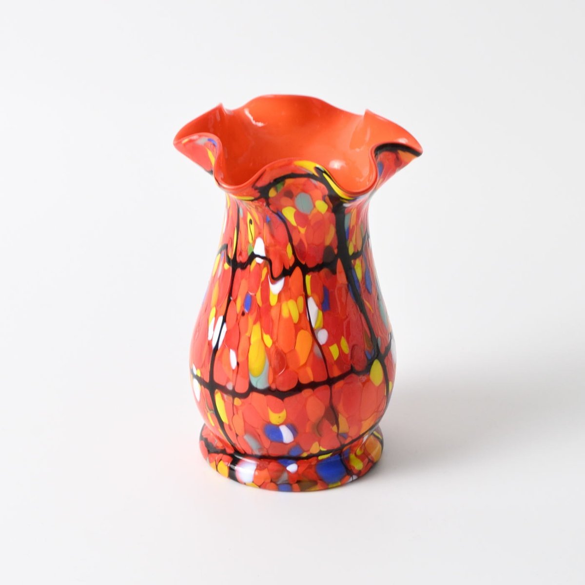 Art Deco Multicolour Spatter Glass Vase from Franz Welz for sale at Pamono