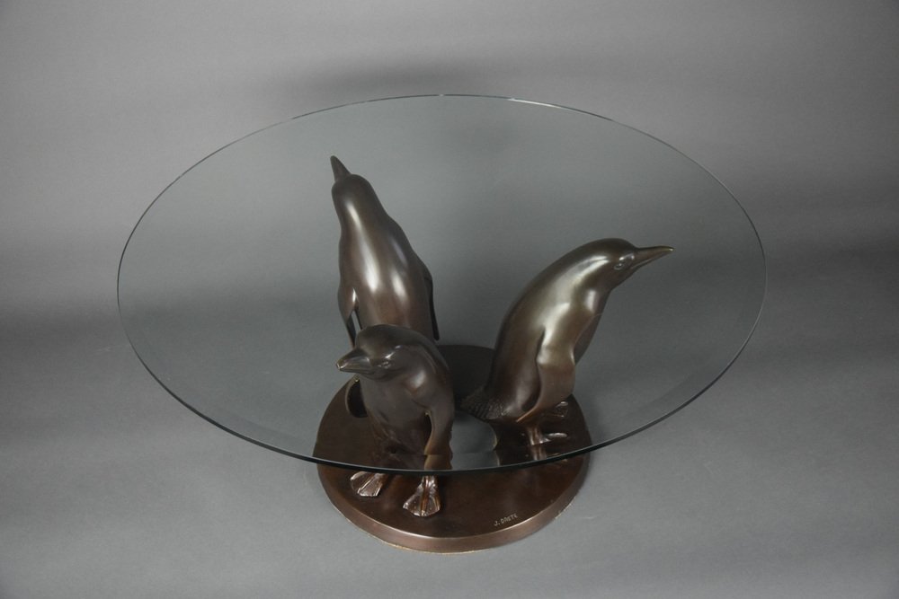 Bronze Sculptural Penguin Coffee Table by Joseph Guiseppe Daste, 1920s ...