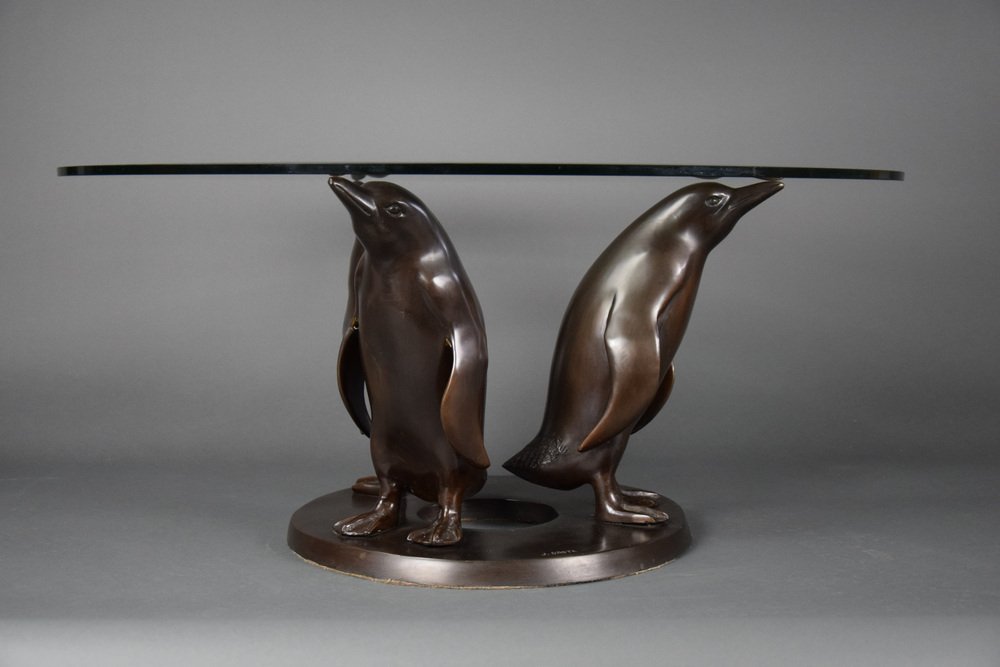 Bronze Sculptural Penguin Coffee Table by Joseph Guiseppe Daste, 1920s ...