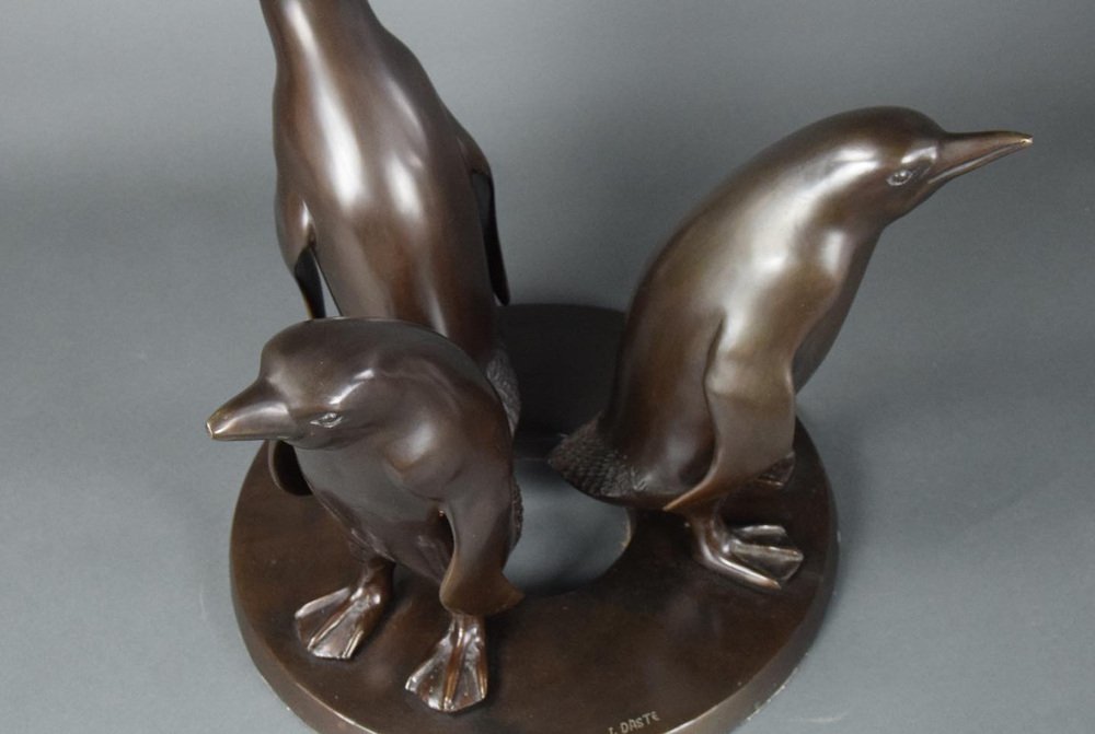 Bronze Sculptural Penguin Coffee Table by Joseph Guiseppe Daste, 1920s ...