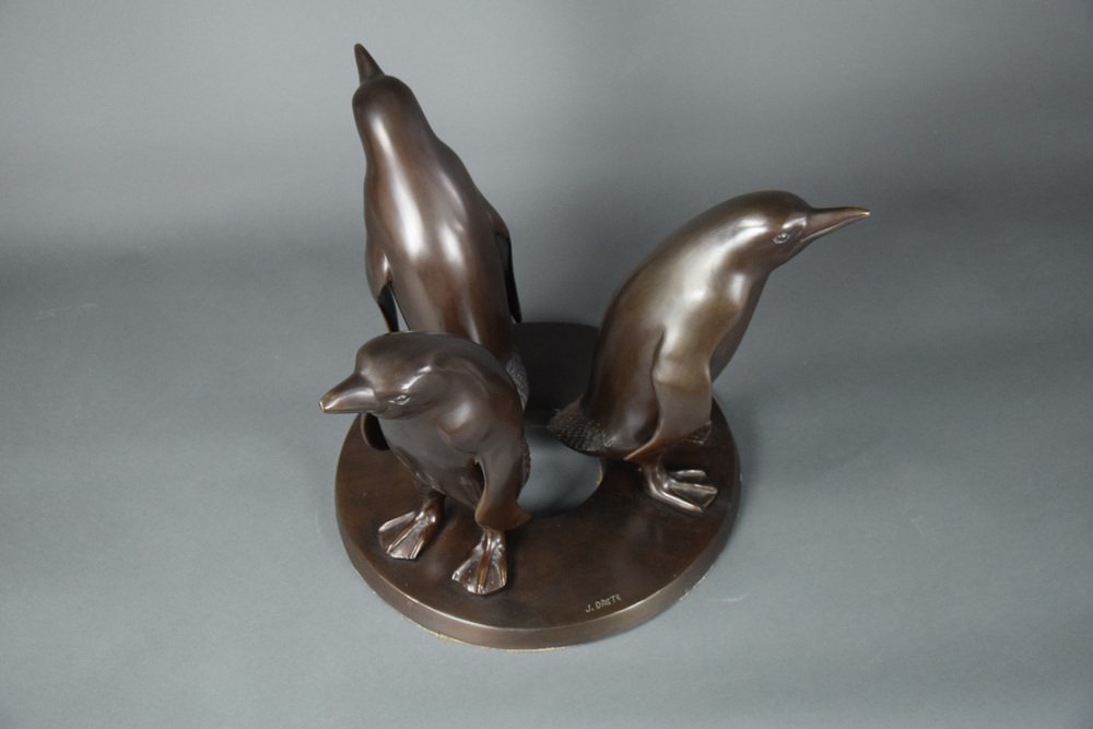 Table Basse Pingouin Sculpturale en Bronze par Joseph Guiseppe Daste ...