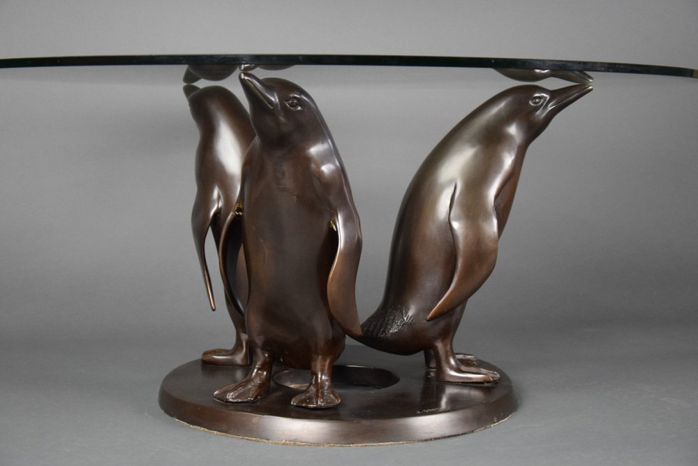 Bronze Sculptural Penguin Coffee Table by Joseph Guiseppe Daste, 1920s ...