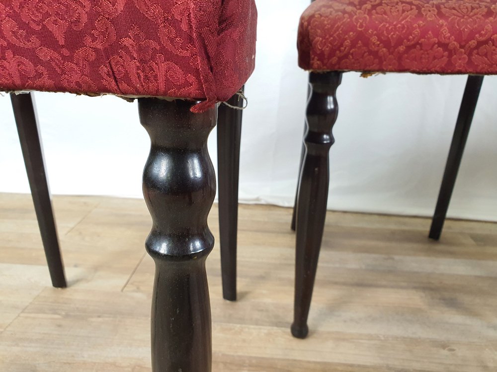Wooden Dining Chairs with Padded Seats, 1960s, Set of 4 for sale at Pamono