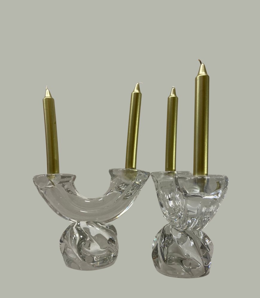 Daum Crystal Paste Candleholders by Jean Daum, 1960s, Set of 2 for sale ...