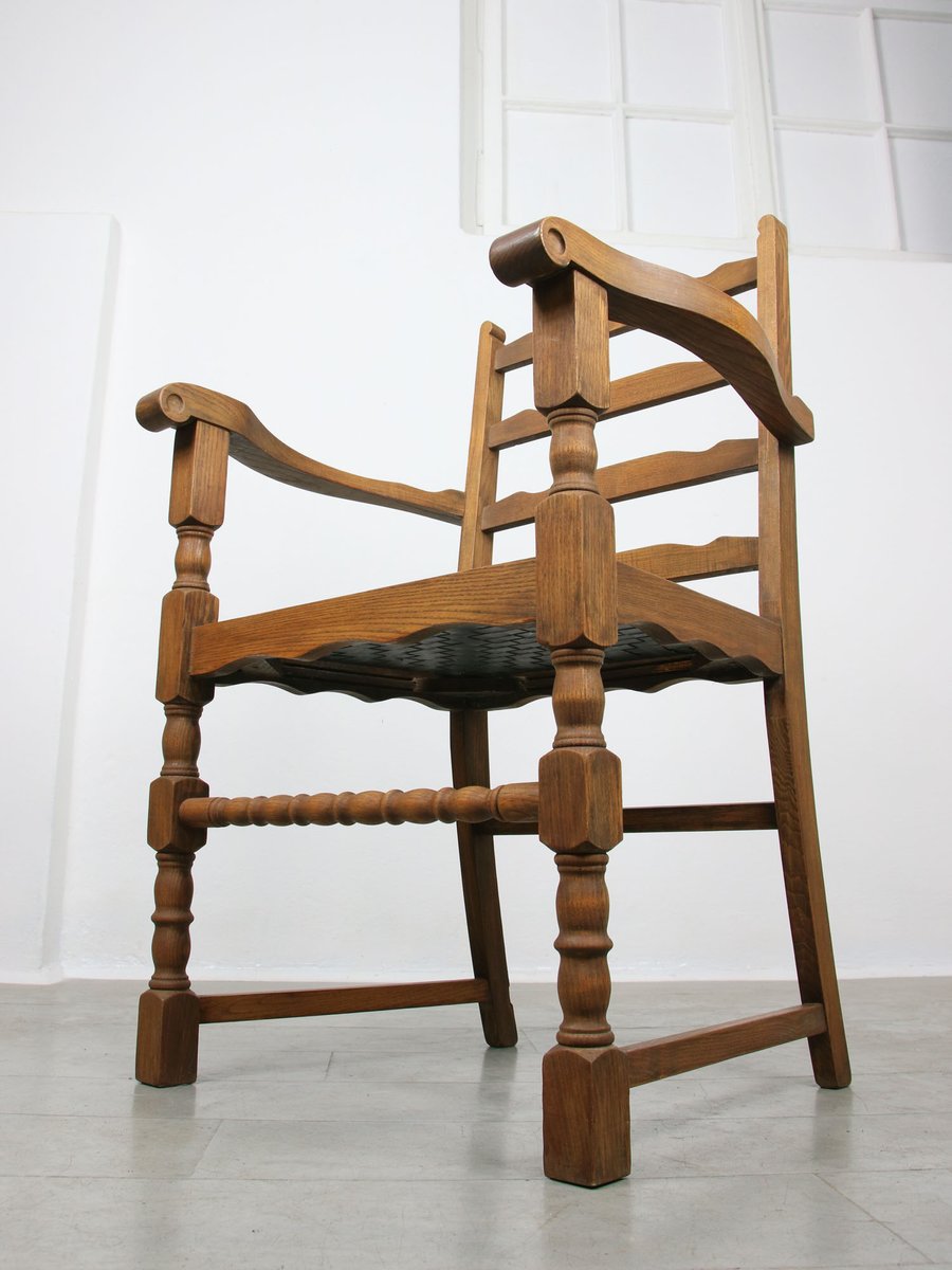Vintage Medieval Chairs in Oak, Set of 4 for sale at Pamono
