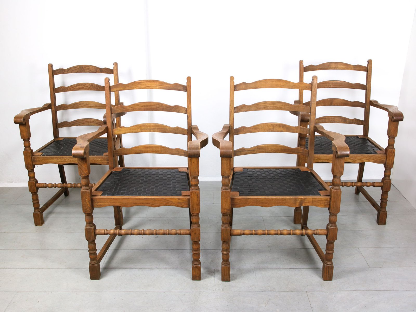 Vintage Medieval Chairs in Oak, Set of 4 for sale at Pamono