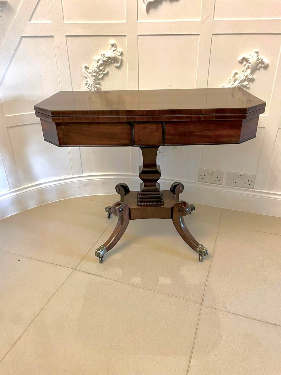 Antique Regency Mahogany Card Table, 1830s for sale at Pamono