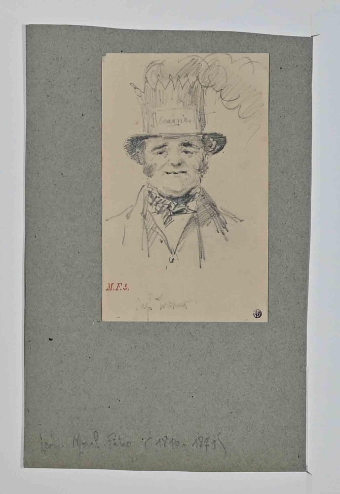 Léon Morel-Fatio, Man in Top Hat, Pencil Drawing, 19th Century for sale ...