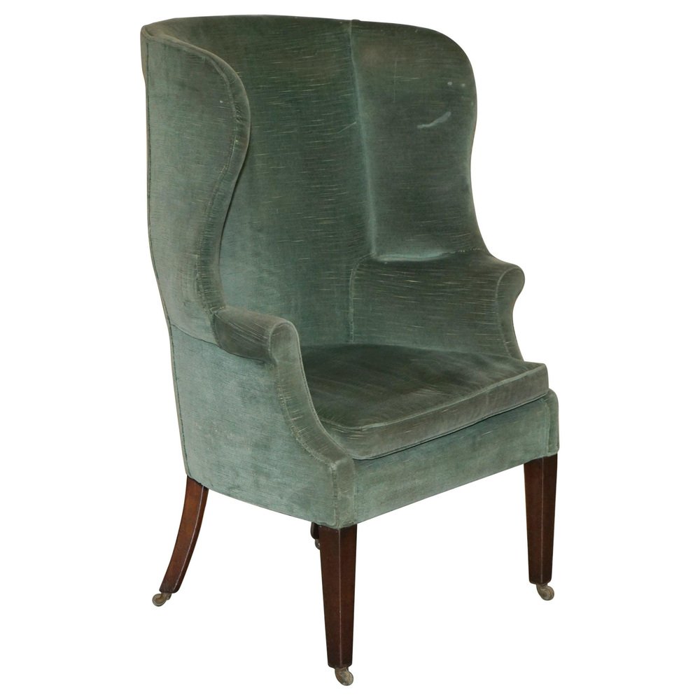 Antique Victorian Curved Wingback Armchair, 1880 for sale at Pamono