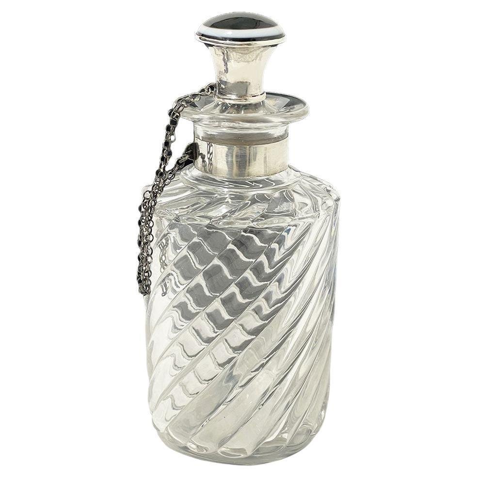 Dutch Glass Bottle with Silver Stopper by Manikus and Verhoef, 1890s ...