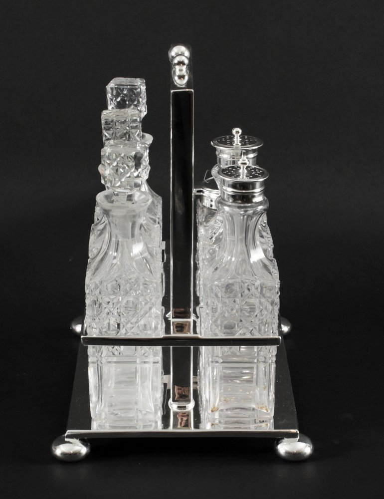 19th Century Victorian Silver Plated 6 Bottle Cruet Set from Wade ...