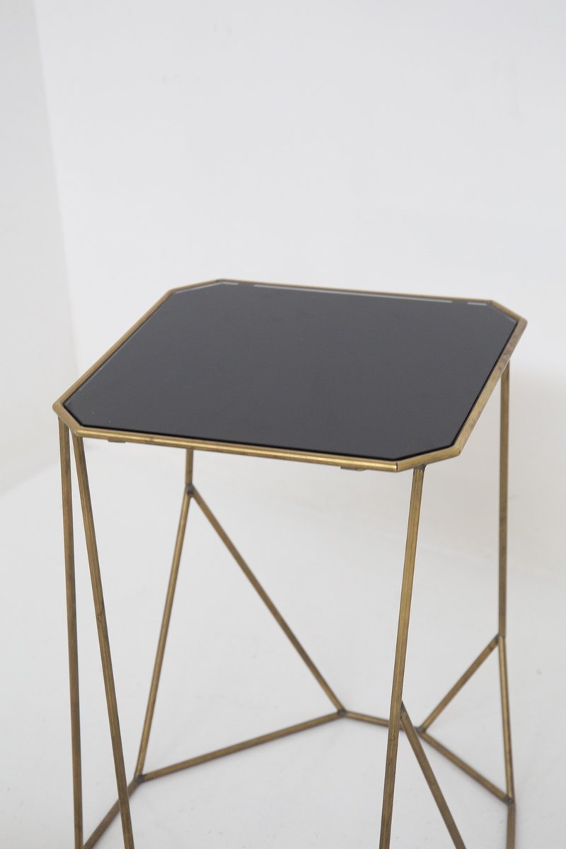 Vintage Italian Coffee Tables in Brass and Opal Glass, 1990s, Set of 2 ...