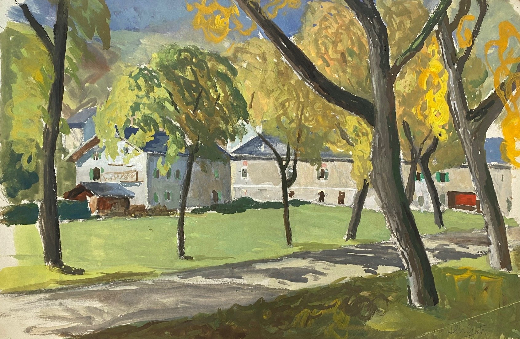 Isaac Charles Goetz, The Castle Courtyard, 1920s, Watercolor for sale ...