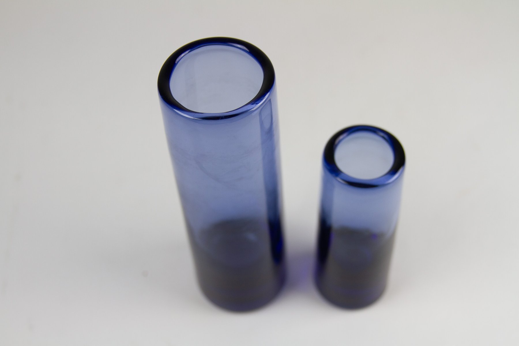 Vintage Danish Glass Vases in Sapphire Blue from Holmegaard, 1950s, Set ...
