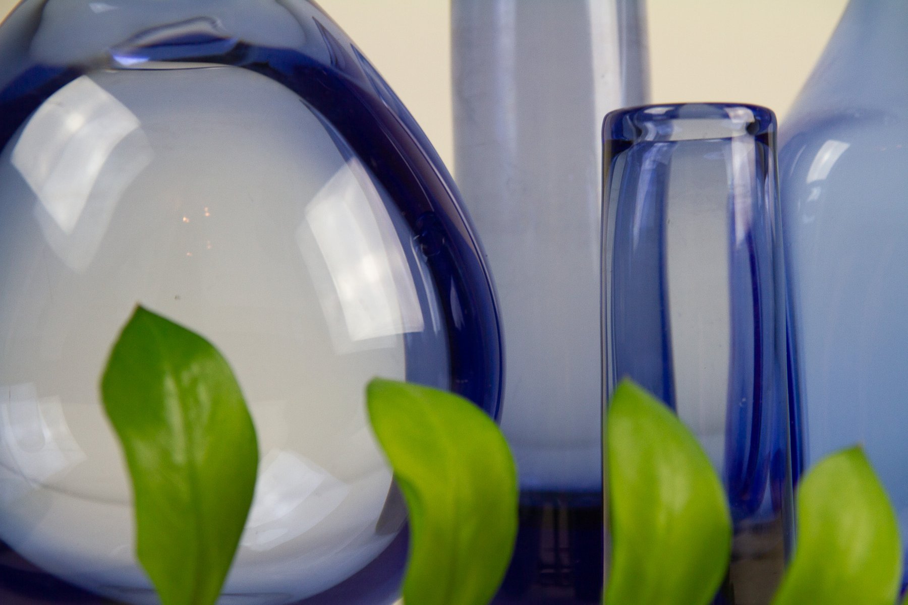Vintage Danish Glass Vases in Sapphire Blue from Holmegaard, 1950s, Set ...