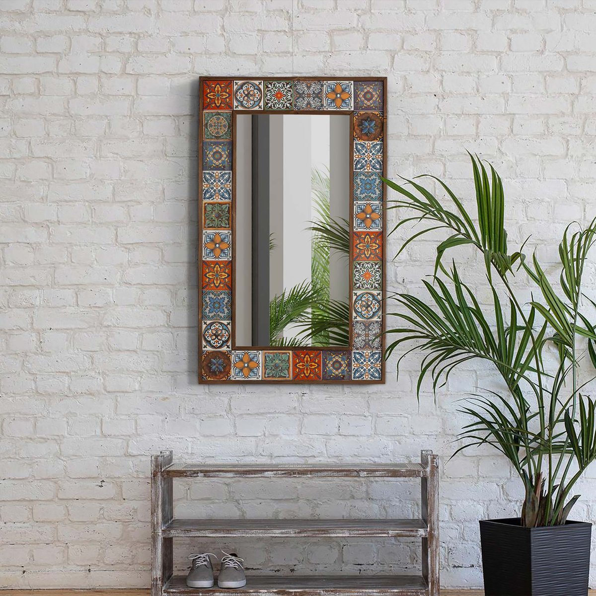 Turkish Handmade Tile Ethnic Mirror, 2010s for sale at Pamono
