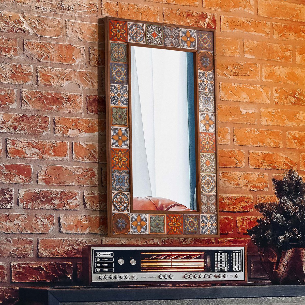 Turkish Handmade Tile Ethnic Mirror, 2010s for sale at Pamono