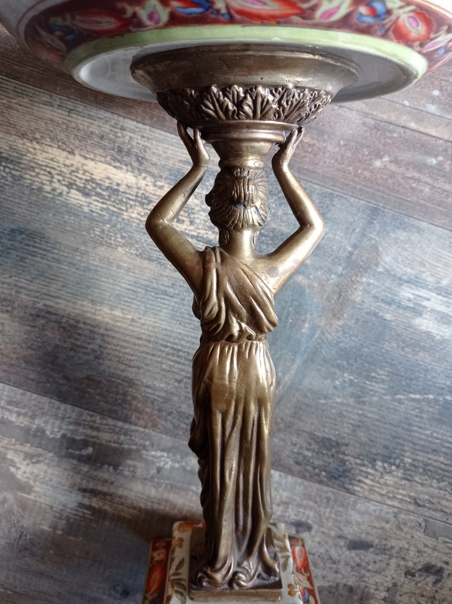 Gilded Metal and Porcelain Sculpture or Centerpiece by Wong Lee, 1895 ...