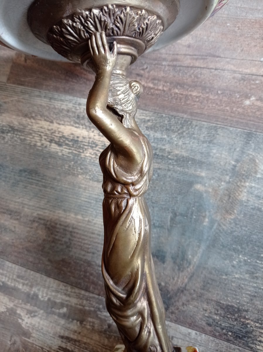 Gilded Metal and Porcelain Sculpture or Centerpiece by Wong Lee, 1895 for sale at Pamono