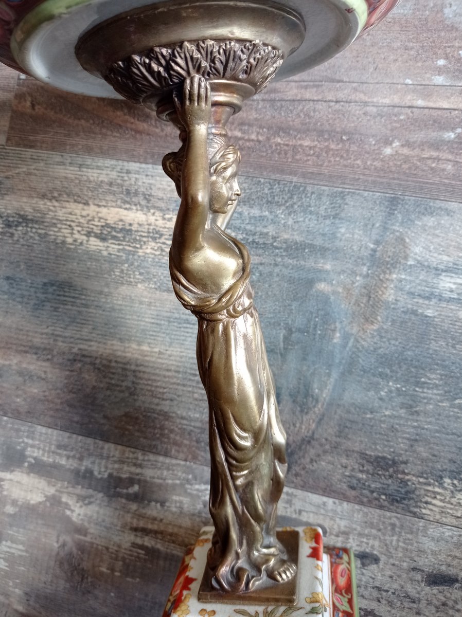 Gilded Metal and Porcelain Sculpture or Centerpiece by Wong Lee, 1895 ...