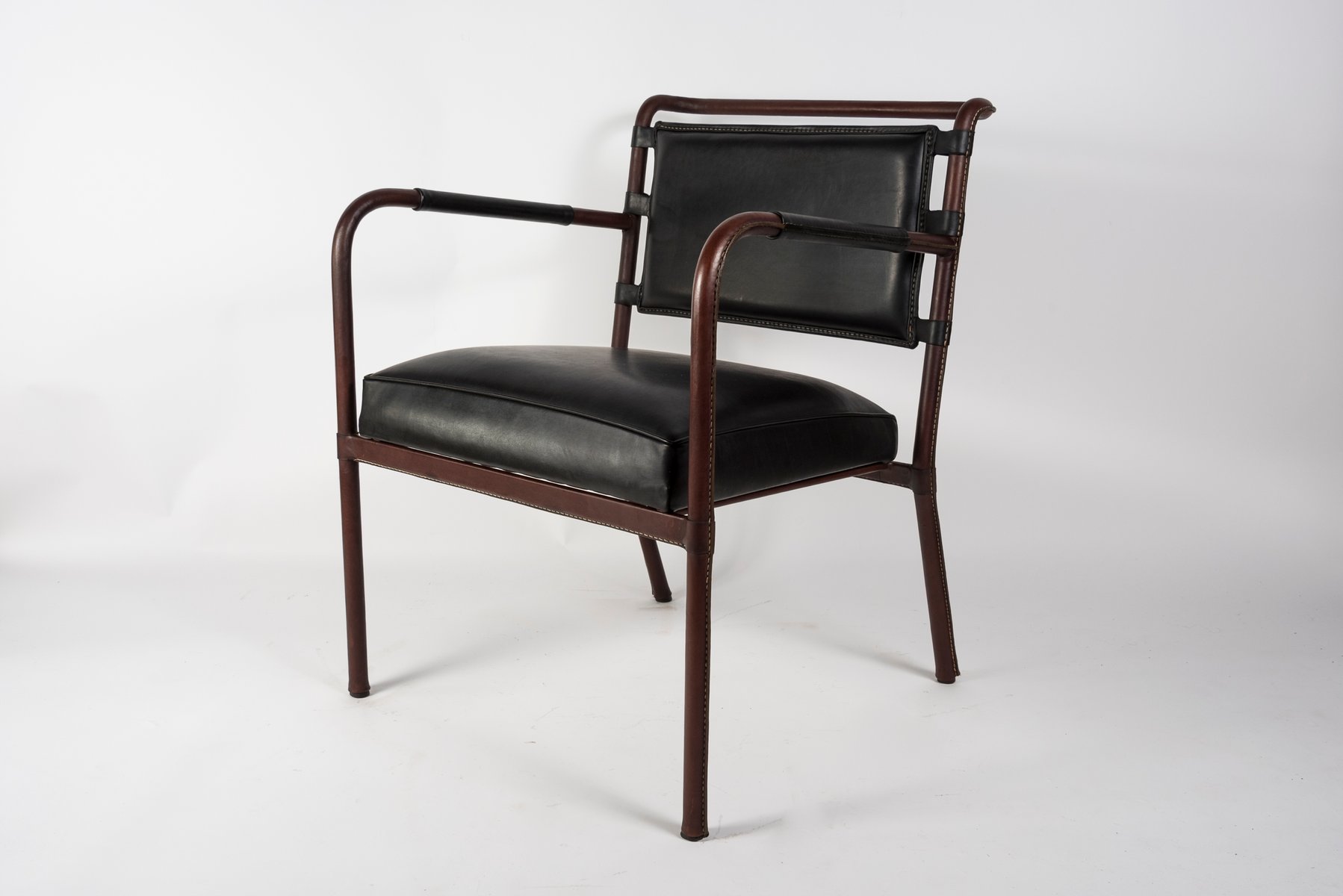 Leather Armchair by Jacques Adnet, 1950s for sale at Pamono