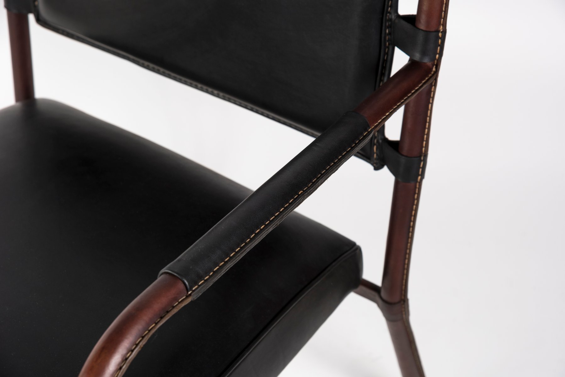 Leather Armchair by Jacques Adnet, 1950s for sale at Pamono