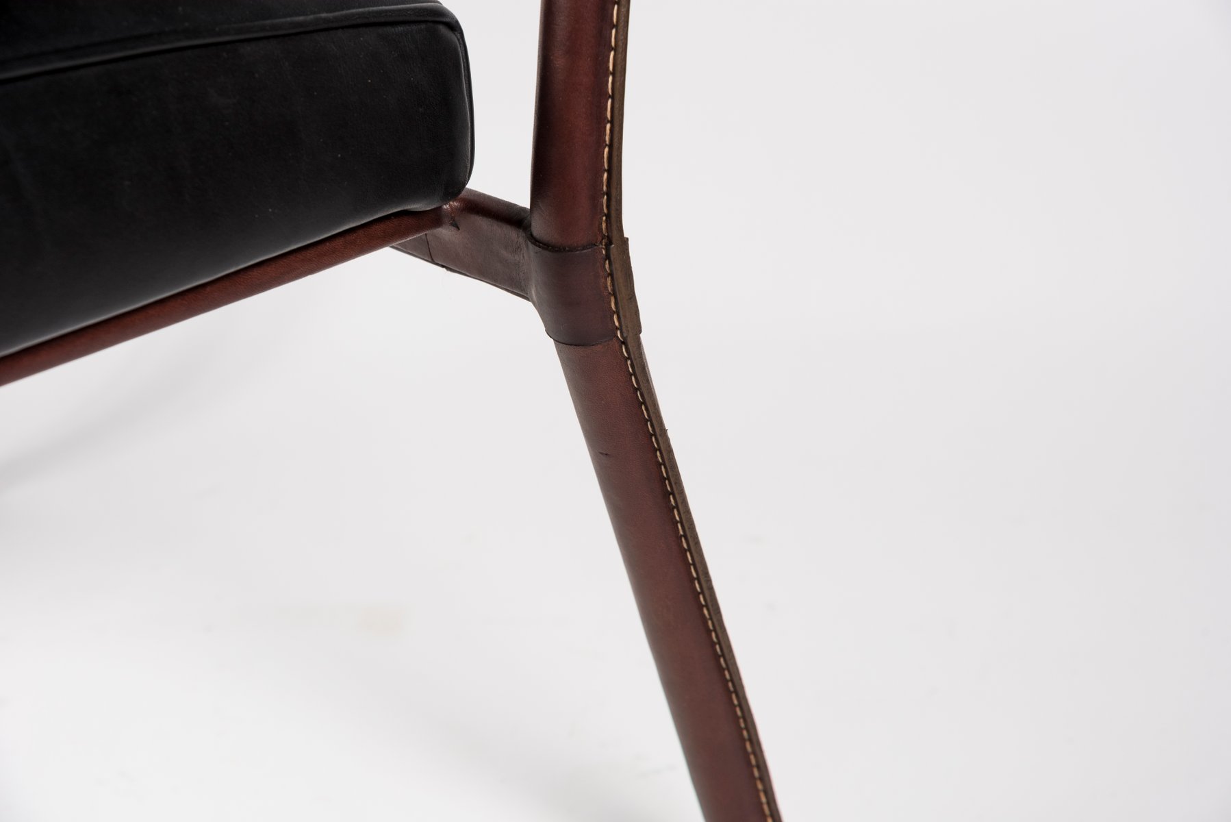 Leather Armchair by Jacques Adnet, 1950s for sale at Pamono