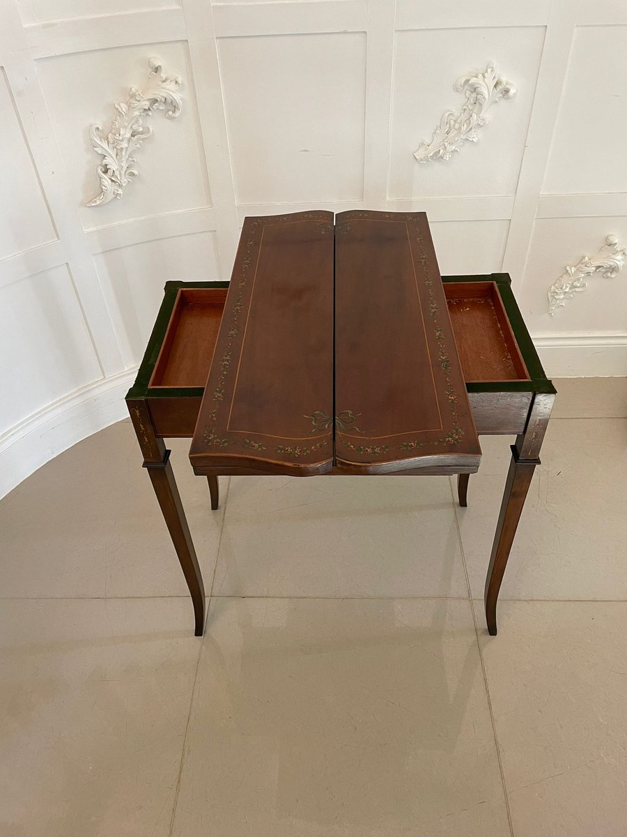 Antique Edwardian Mahogany Hand Painted Card Table, 1900s for sale at ...