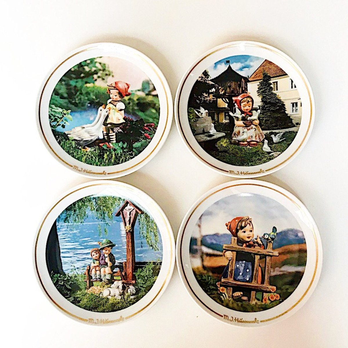 Deutsche Porzellan Wandteller von Goebel, 4er Set bei Pamono kaufen