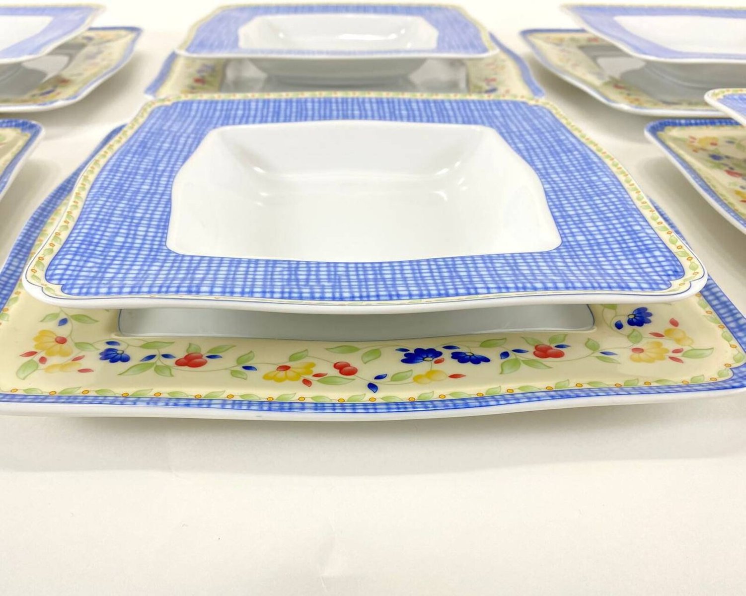 Square Plates and Deep Plates with Floral Pattern, Set of 6 for sale at ...